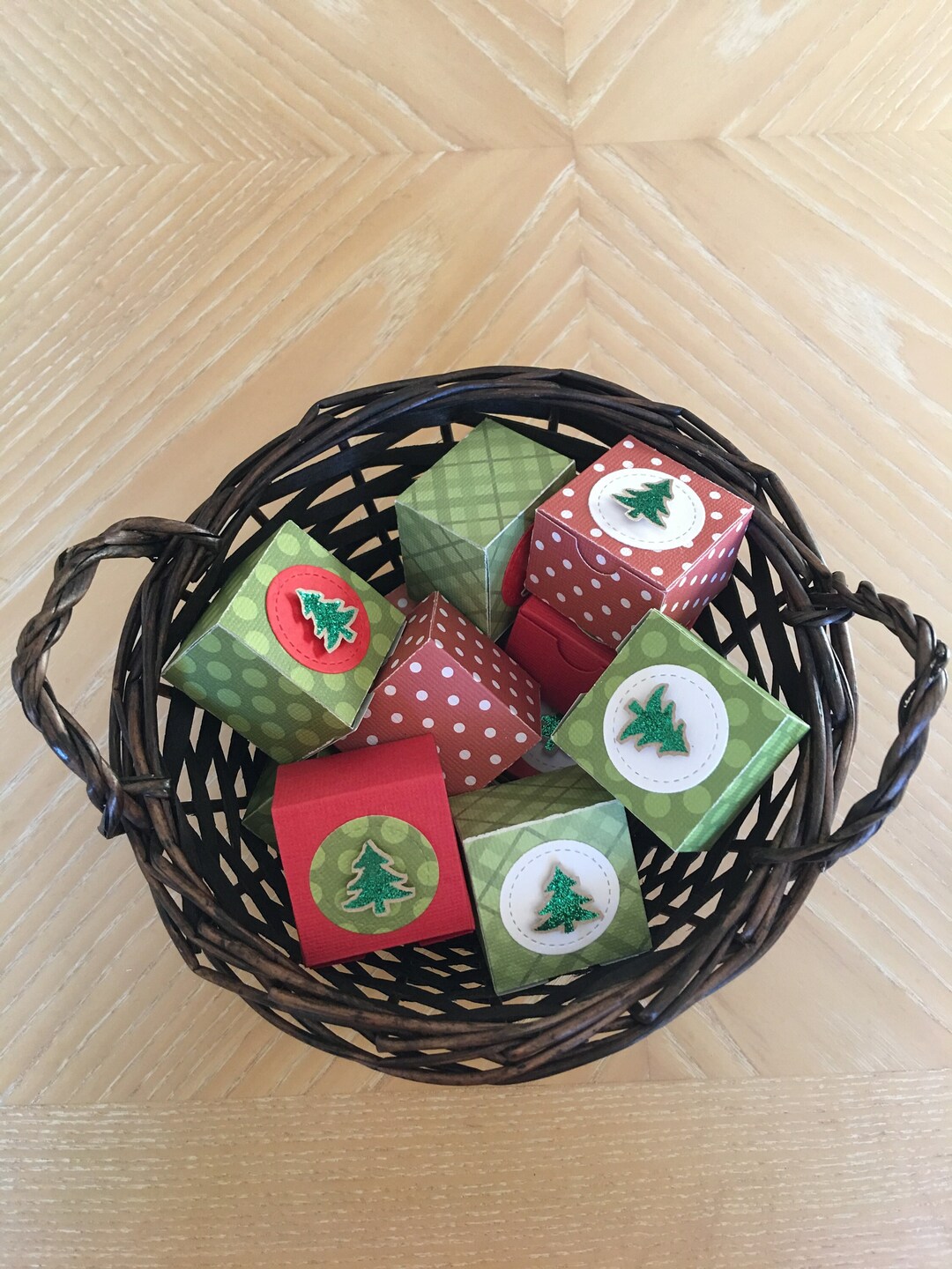 Handmade Christmas Mini Treat Boxes: Glitter Tree Party Favors - Etsy