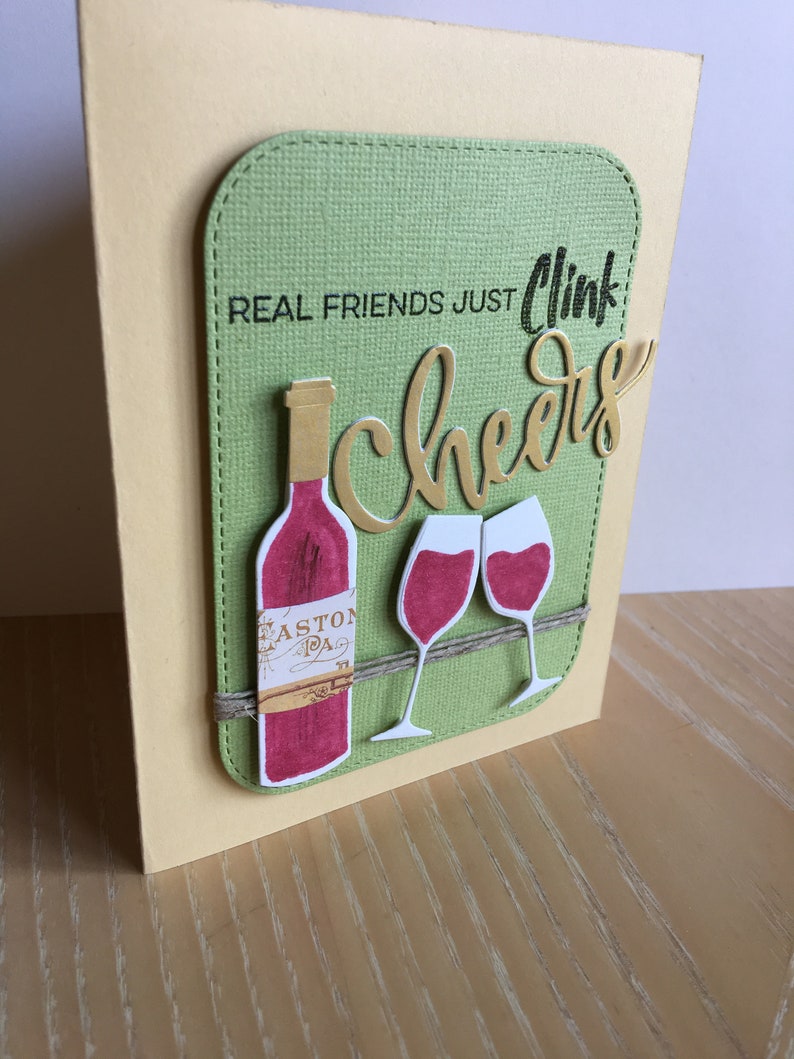 Friendship Card for Wine Lover Friends Clink Card Cheers - Etsy