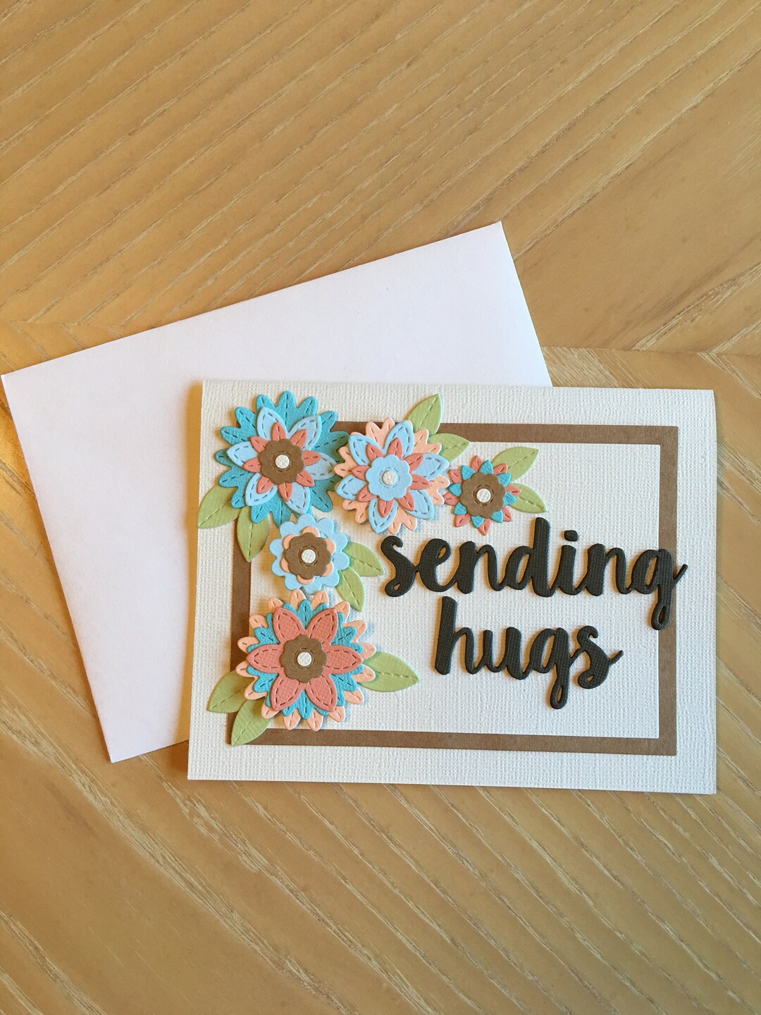 Handmade Card - Sending Hugs Card - Friendship Card - Card With Flowers ...