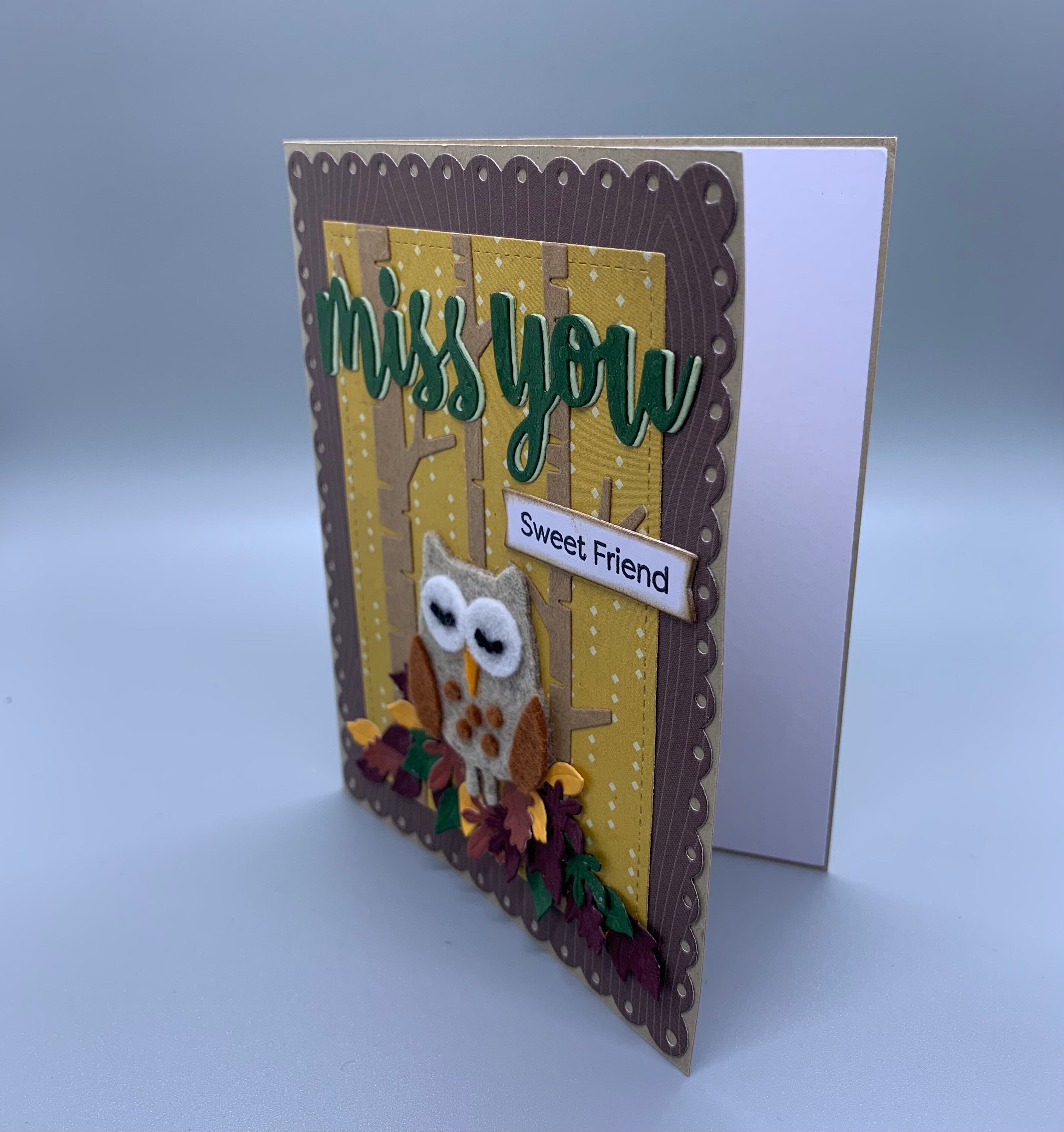 Handmade miss you card Missing you greetings Card with owl | Etsy België