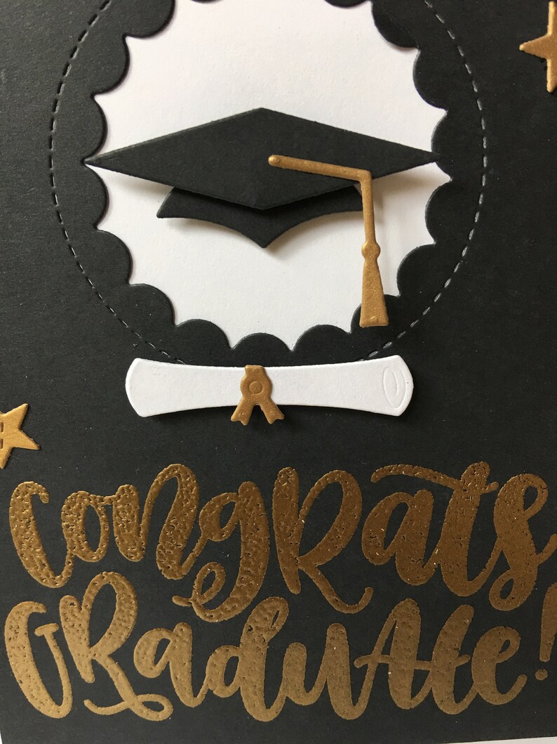Handmade Graduation Card: Gold Embossed Congrats Graduate - Etsy