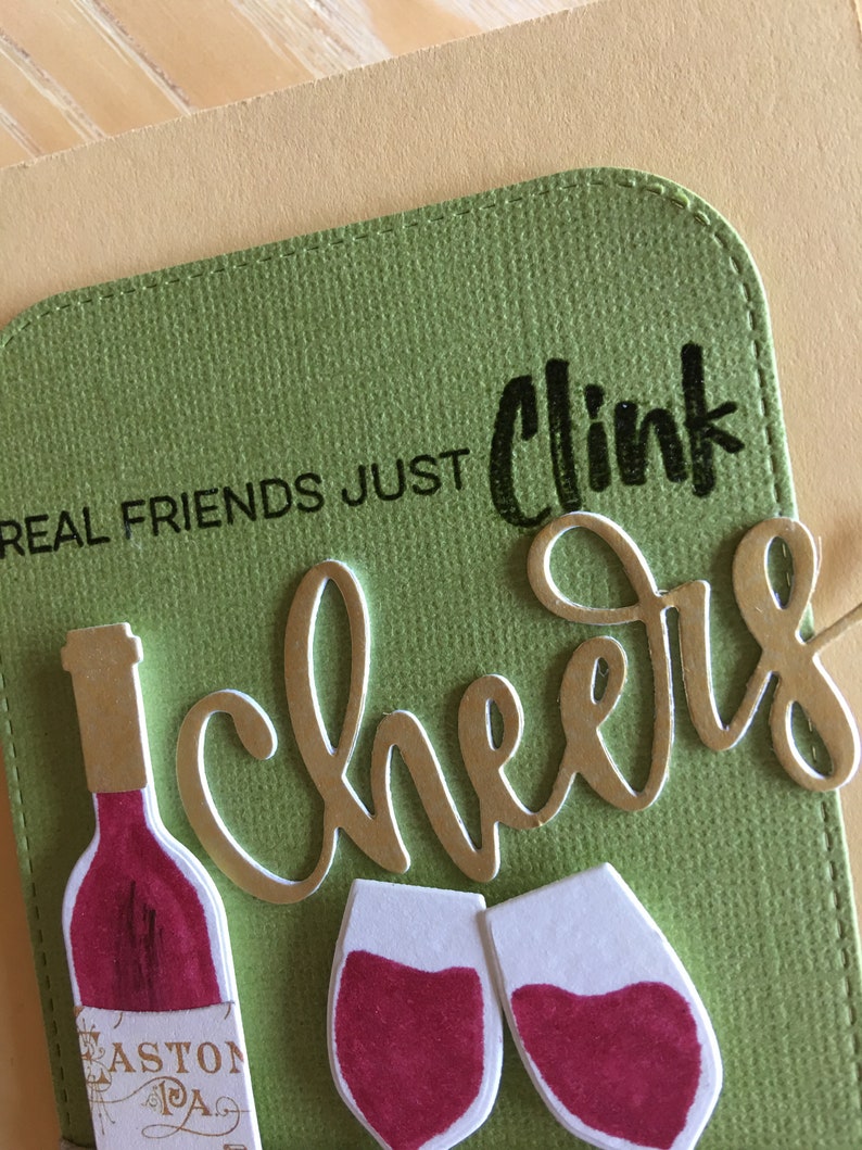 Friendship Card for Wine Lover Friends Clink Card Cheers - Etsy