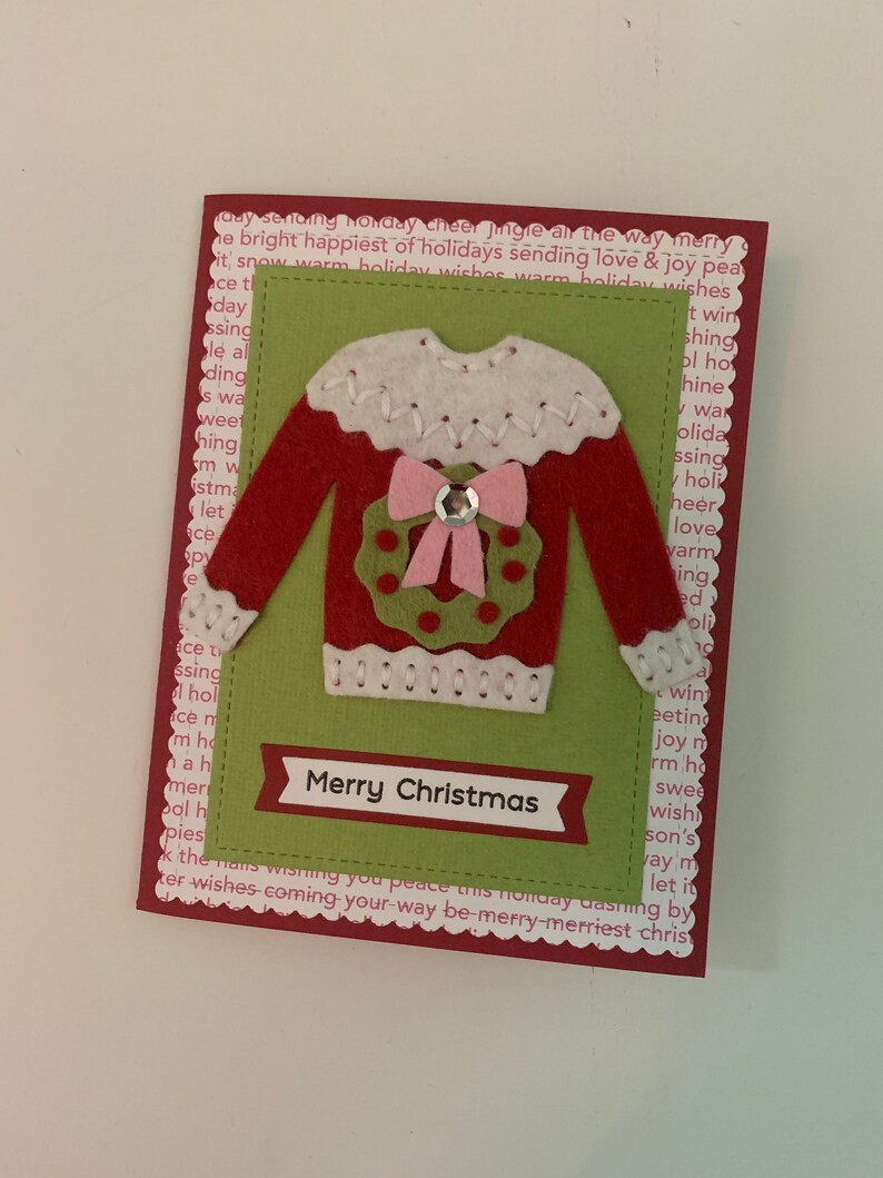 Ugly Sweater Christmas Card Handmade Christmas Greeting Card - Etsy
