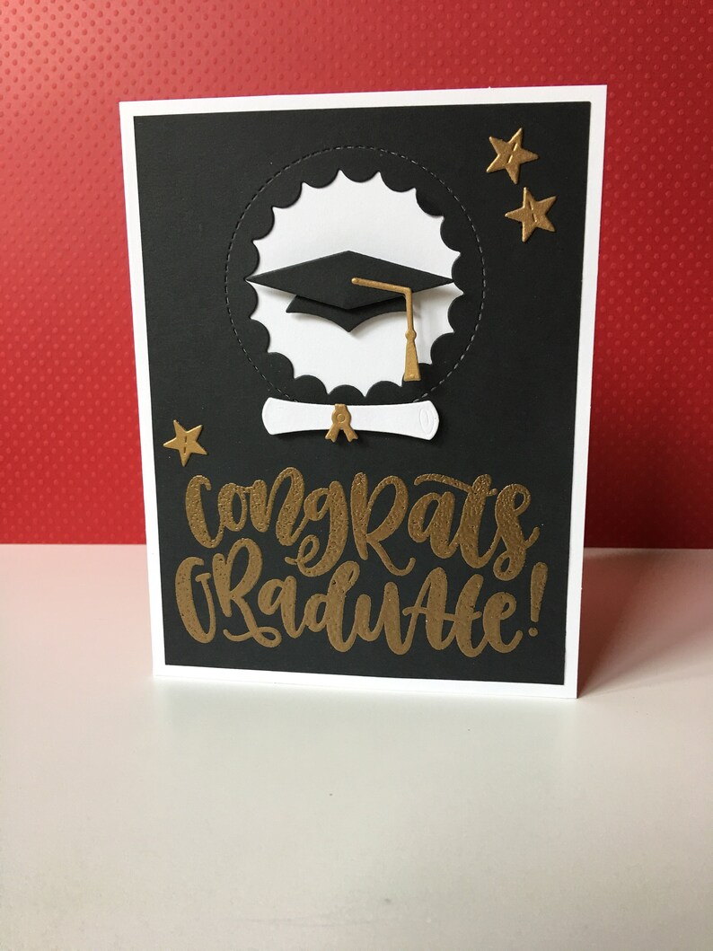 Handmade Graduation Card: Gold Embossed Congrats Graduate - Etsy