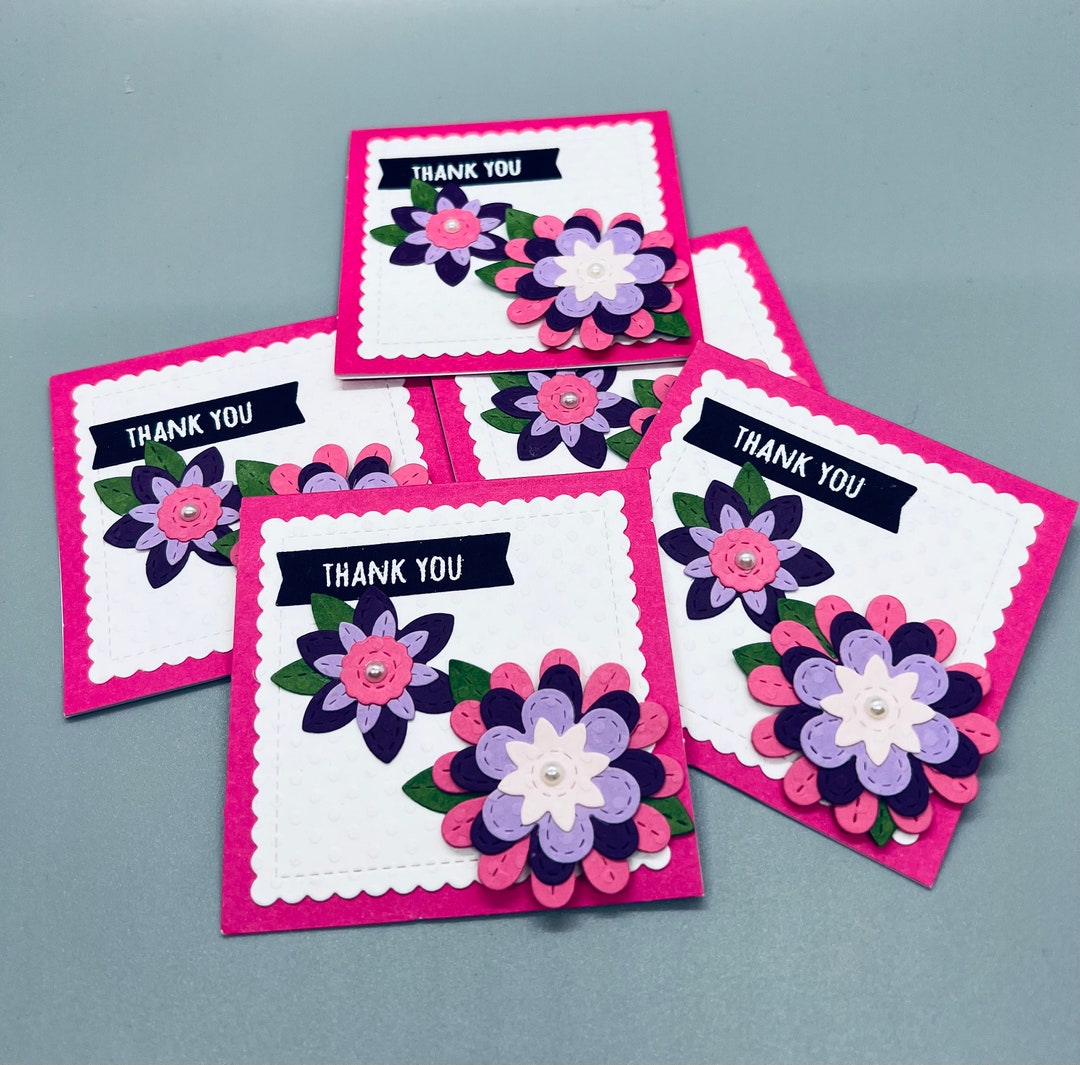 Thank You 3x3 Notes Mini Thank You Notes Bold Flower Thank You Notes ...