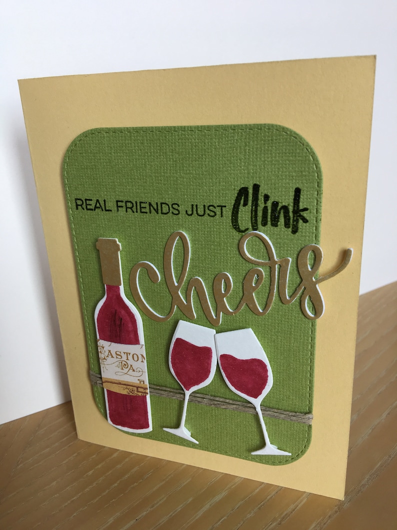 Friendship Card for Wine Lover Friends Clink Card Cheers - Etsy
