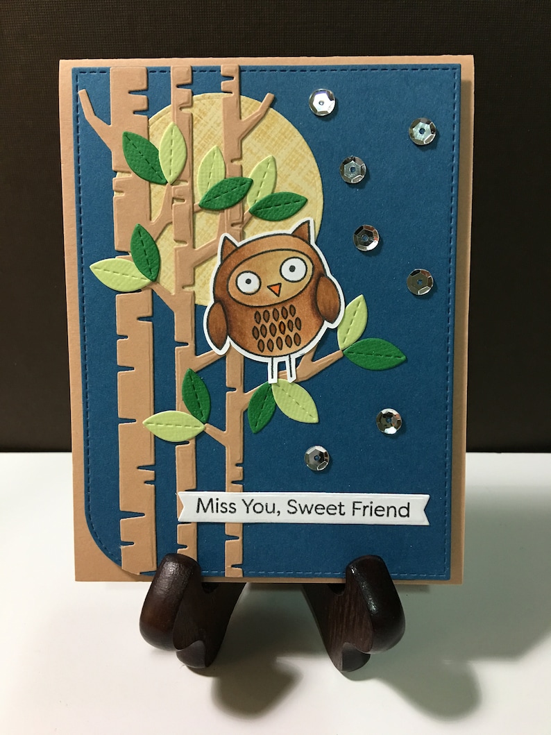 Handmade Miss You Card Miss You Friend Card Cute Owl Etsy