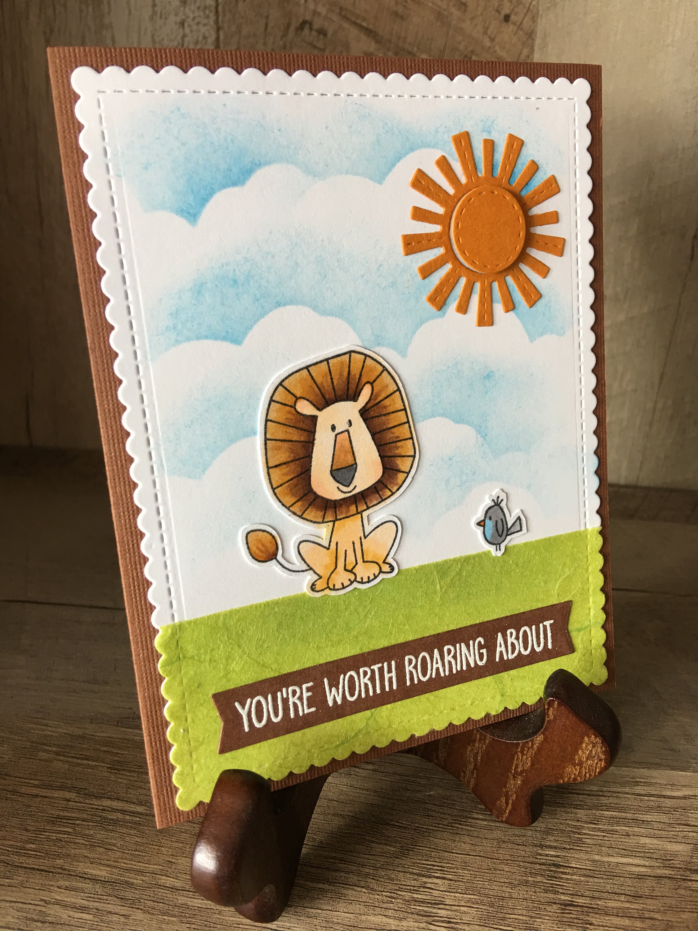 Handmade Card With Lion Encouragement Card Card for Friend - Etsy