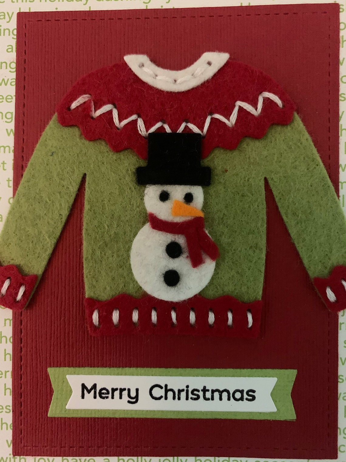 Ugly Sweater Christmas Card Handmade Christmas Greeting Card - Etsy