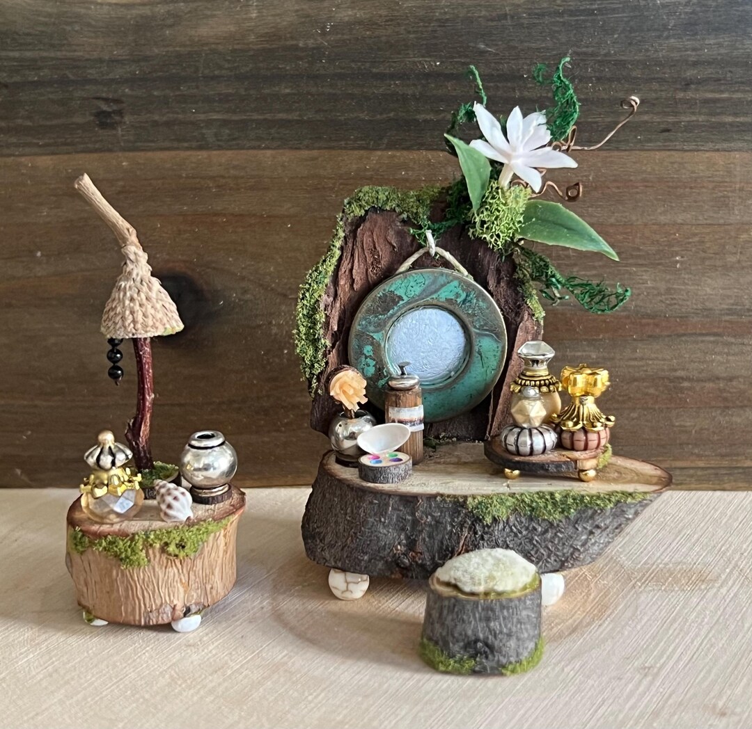 Fairy Garden House Vanity Dresser & Stool Accessories Collection Set - Etsy