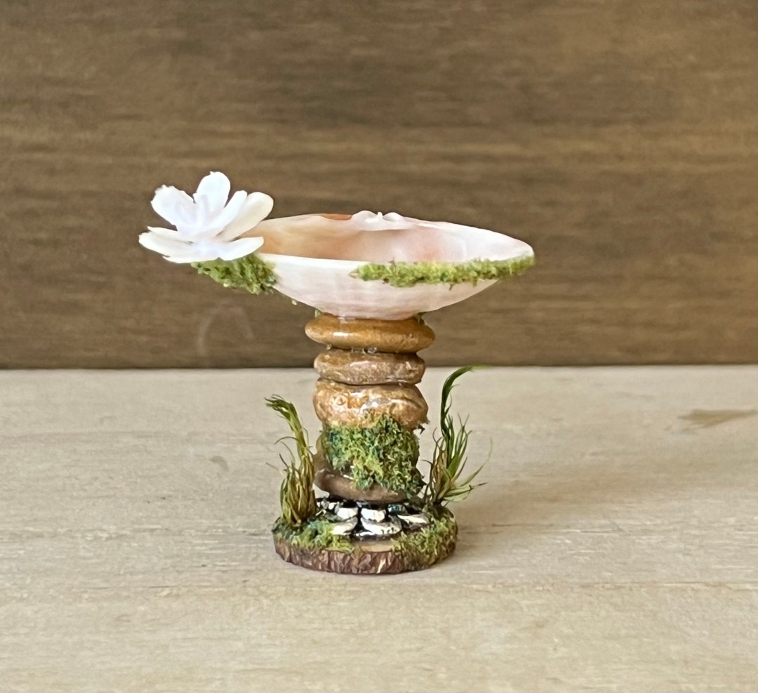 Fairy Garden House Seashell Bird Bath - Etsy