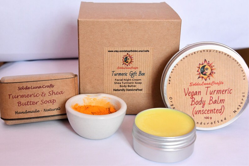 Turmeric Beauty Gift Set Box Face Cream Body Balm & Soap | Etsy