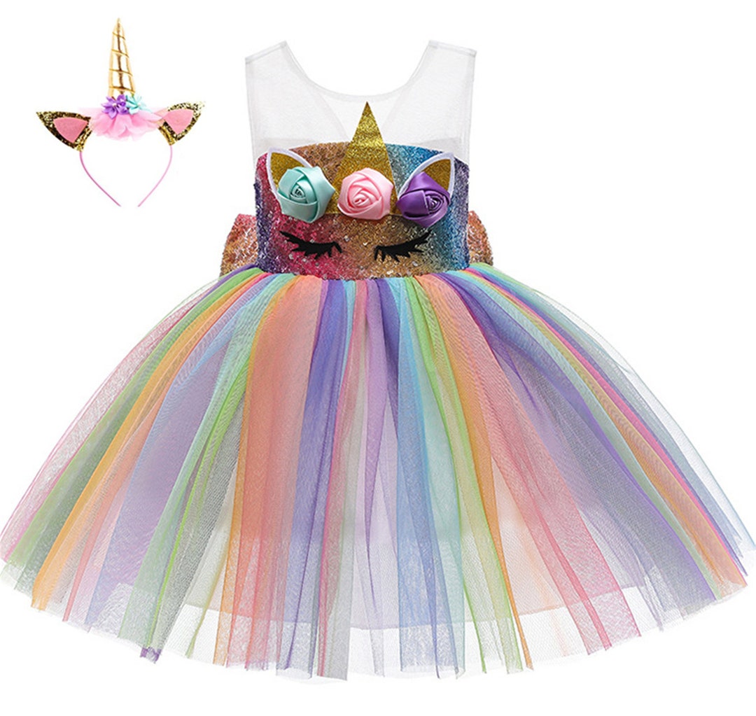 Girls Handmade Unicorn Party Dress Sequins Bowknot Birthday - Etsy