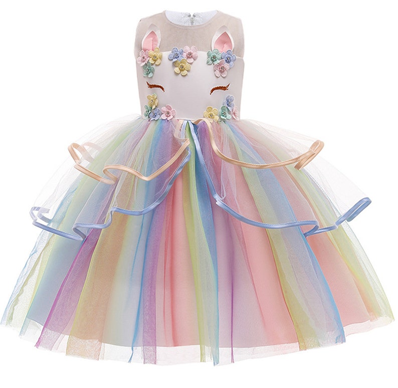 Girls Unicorn Dress Unicorn Kids Unicorn Tutu Dress 3d Flower - Etsy
