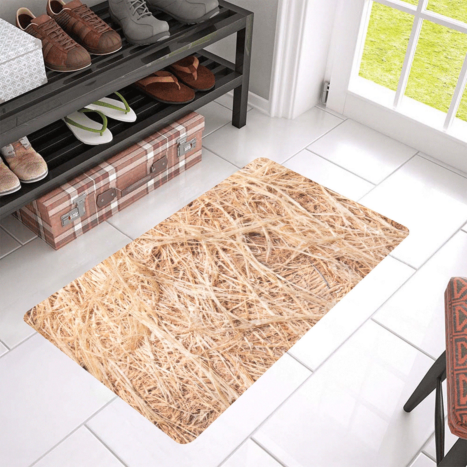 Bale of Hay Doormat - Rustic Straw Floor Mat - Barn or Farm Theme Home ...