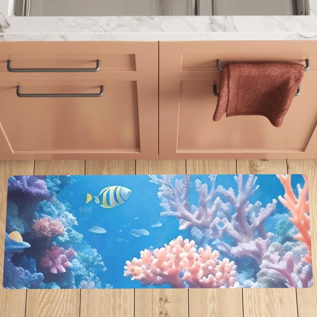Coral Reef Doormat - Underwater Ocean Floor Mat - Fish Theme Home Decor ...