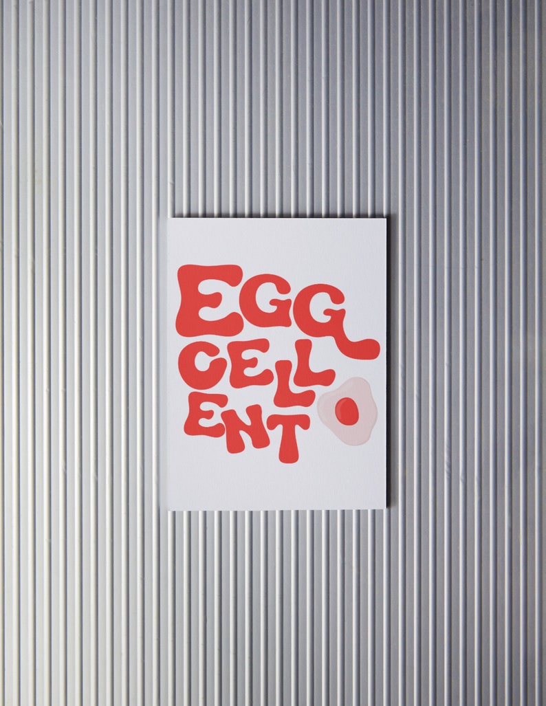 Eggcellent Poster | Retro Aesthetic Food Themed Print | Kitchen Wall ...