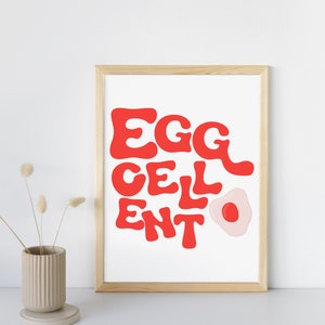 Eggcellent Poster | Retro Aesthetic Food Themed Print | Kitchen Wall ...
