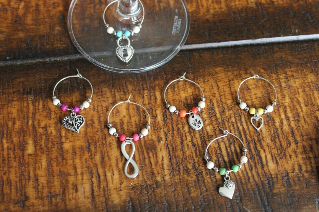 Wine Glass Rings Pretty Coloured Bead Turquoise Heart Love Locket Rings ...