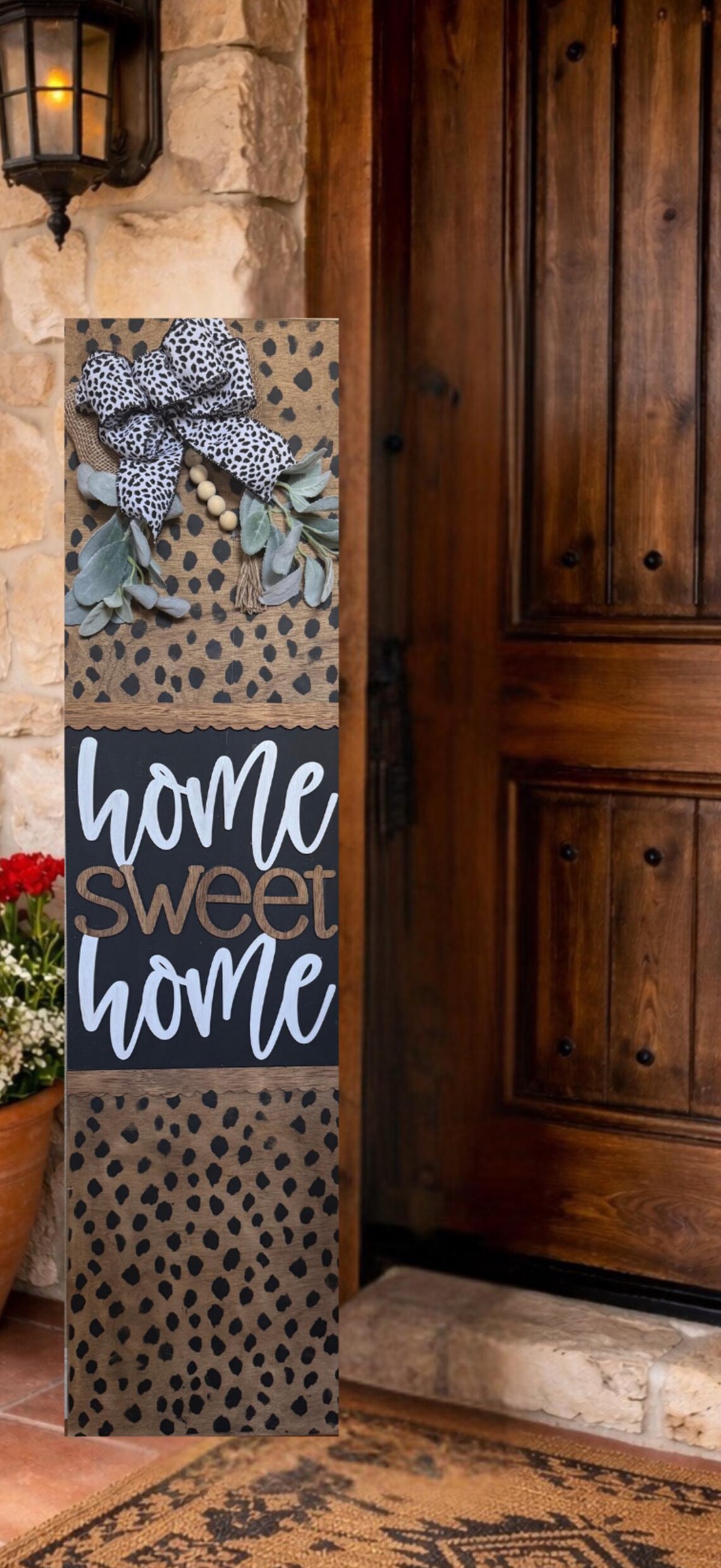 Cheetah Print Rustic Home Sweet Home Front Porch Leaner, Farmhouse ...