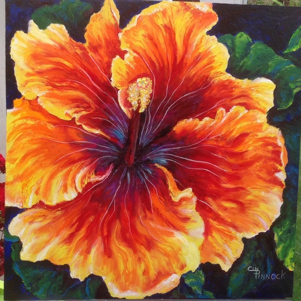 Hibiscus Painting - Etsy