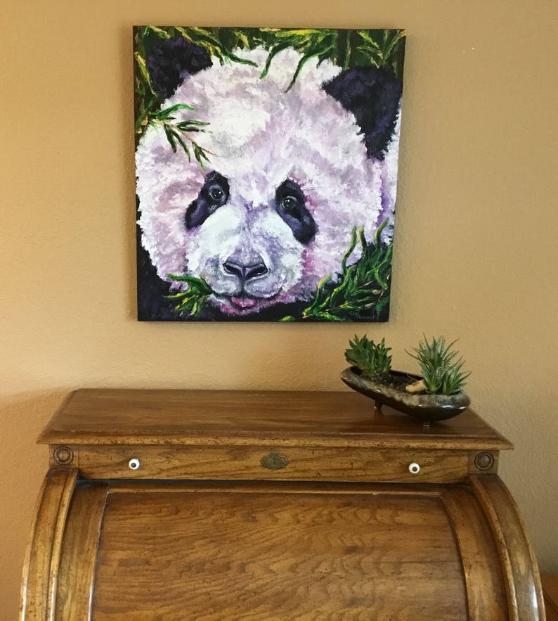 Panda Cute Abstract Original Oil Bear Art Painting Original Oil Canvas ...
