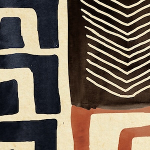 Set of Three African Art Print, Ethnic Tribal Black Beige Wall Art ...