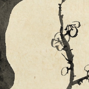 Japanese Sumi E Bird Cherry Blossom Print, Oriental Asian Landscape Ink ...