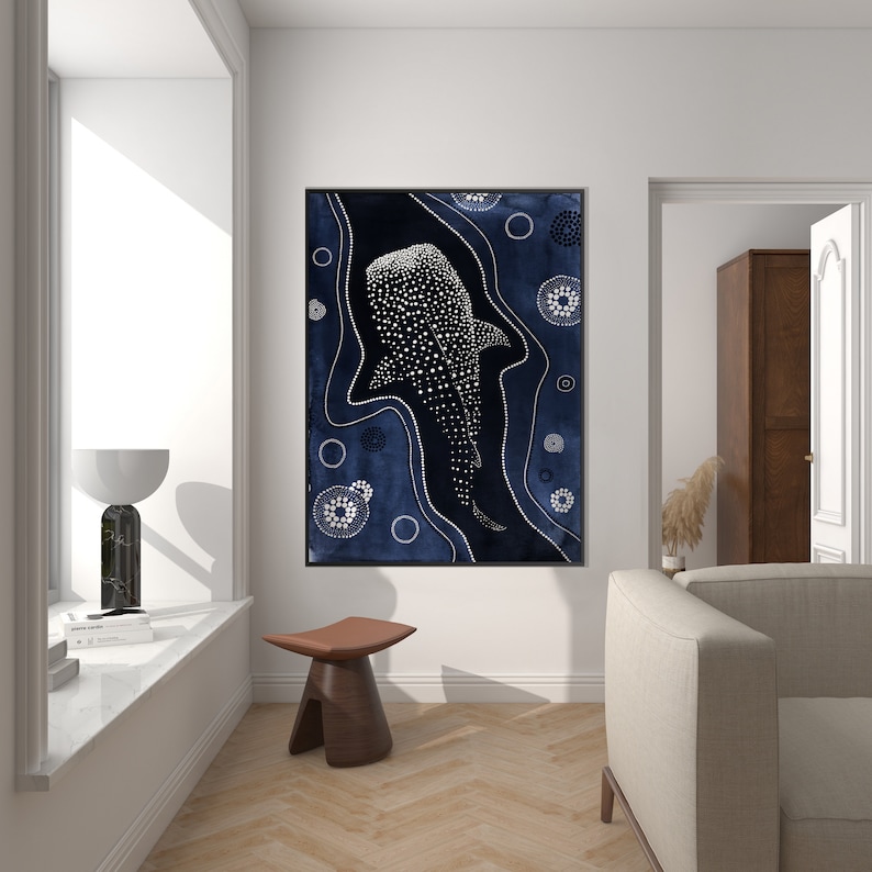 Whale Shark Australian Aboriginal Style Art Print, Indigenous Ethnic ...