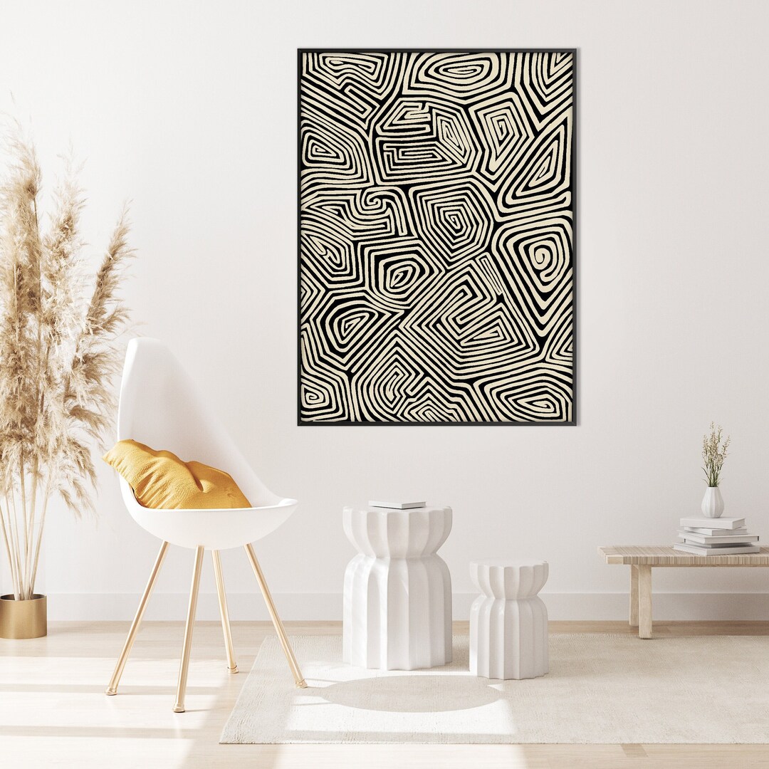 Australian Aboriginal Style Art Print,ethnic Tribal Print Black White ...