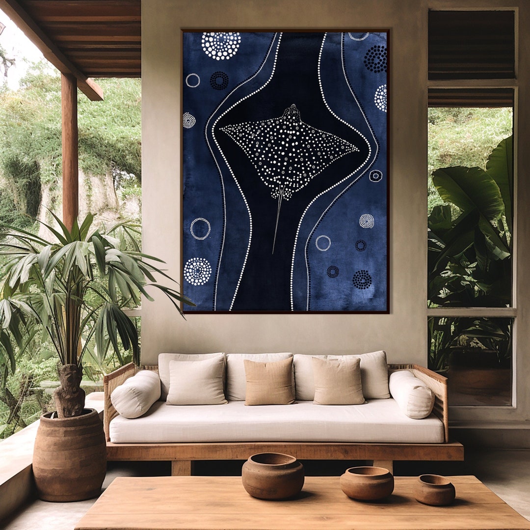 Spotted Eagle Ray Australian Aboriginal Style Art Print, Indigenous ...