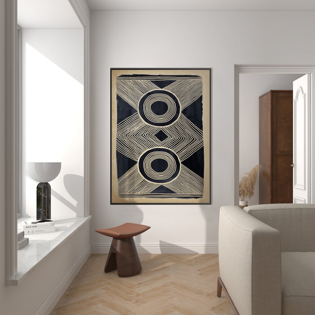 African Pattern Art Print, Ethnic Afro American Art Black Beige ...