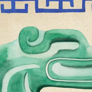 Lámina Azteca Olmeca Quetzalcoatl , Arte Estilo Mexicano Tribales Verde ...
