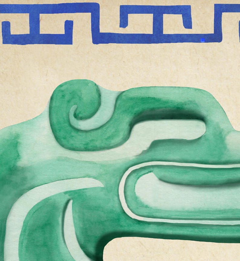 Lámina Azteca Olmeca Quetzalcoatl , Arte Estilo Mexicano Tribales Verde ...