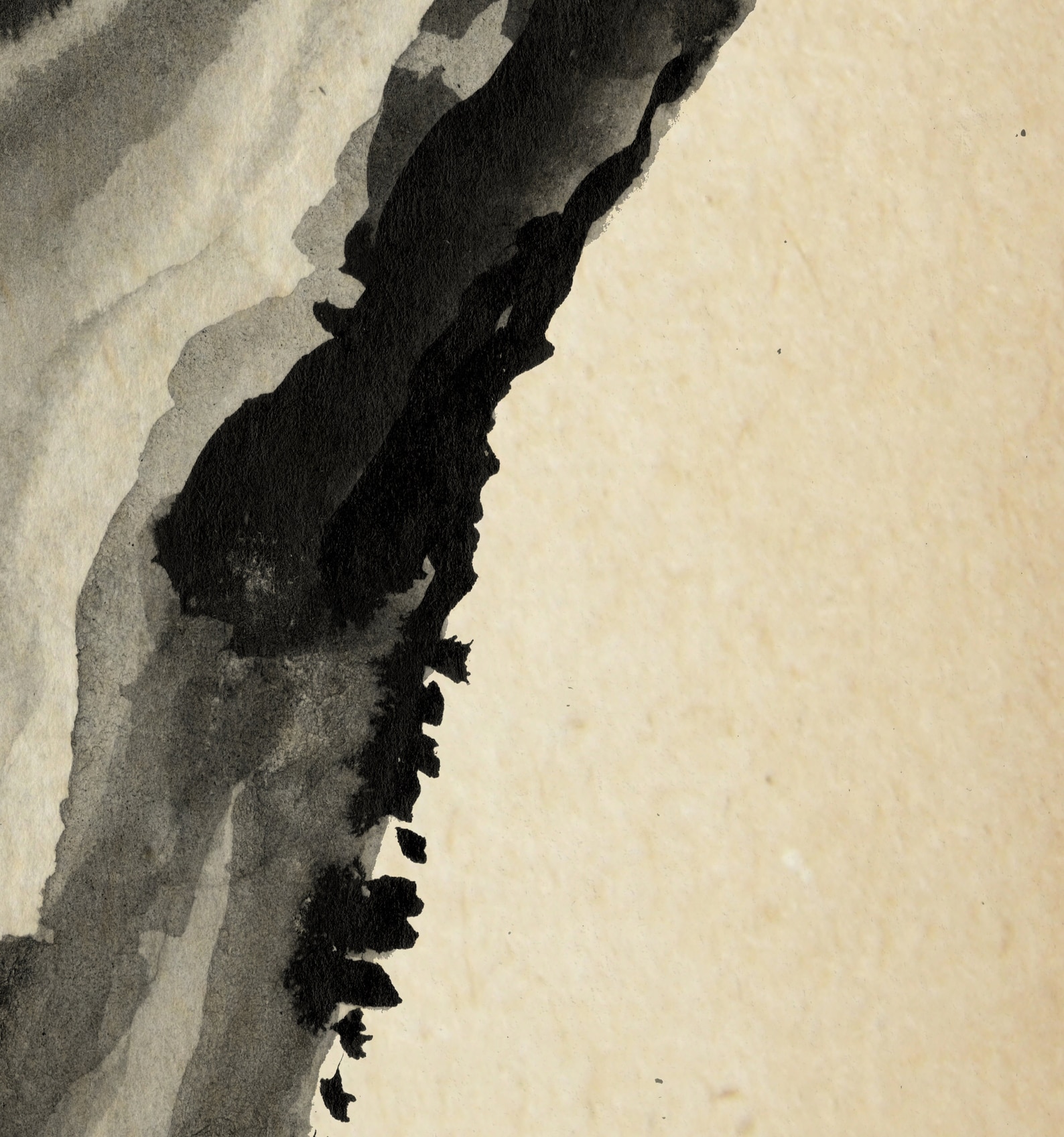 Japanese Sumi E Pine Tree Branches Print, Oriental Asian Landscape Ink ...