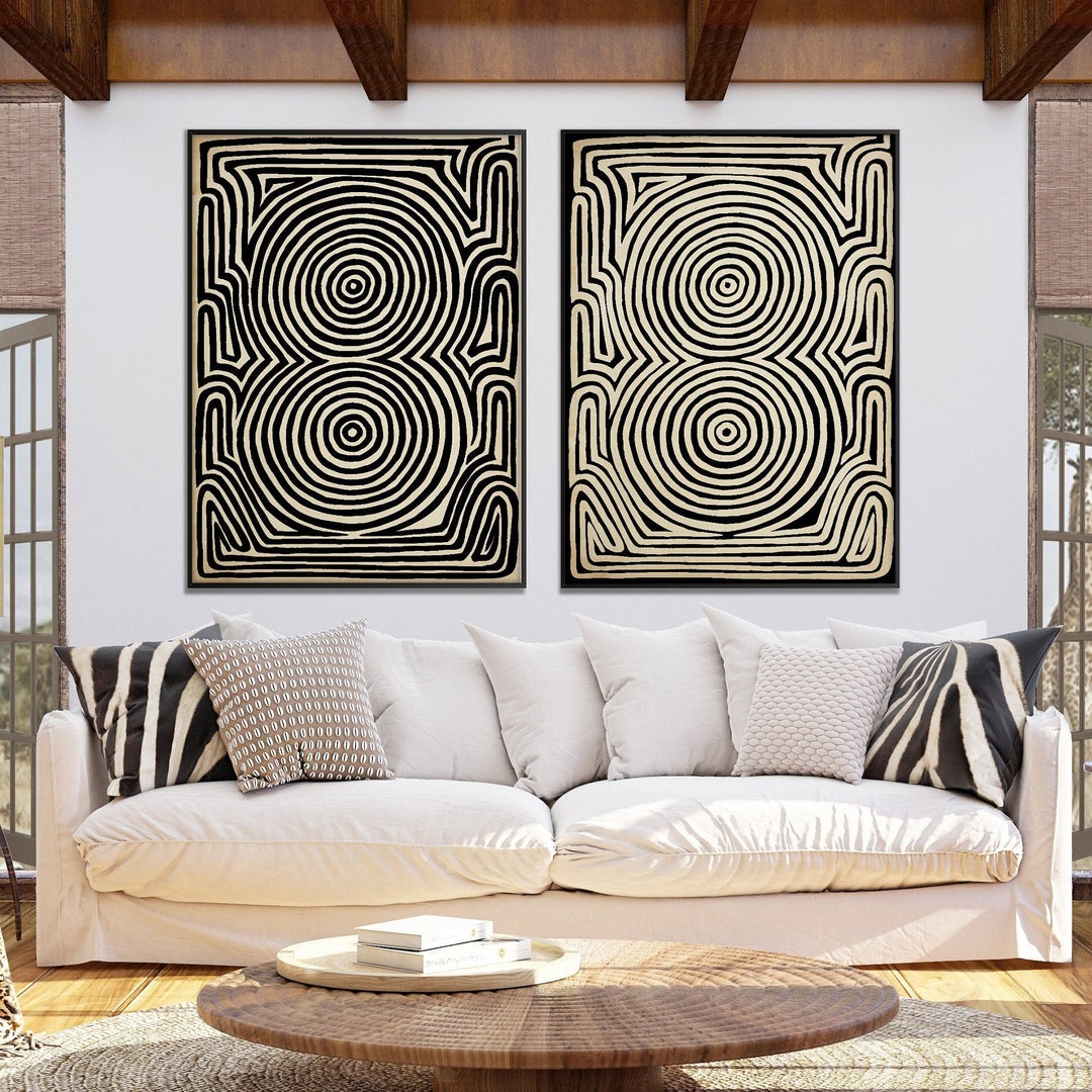 Set of Two Australian Aboriginal Style Art Print, Indigenous ...