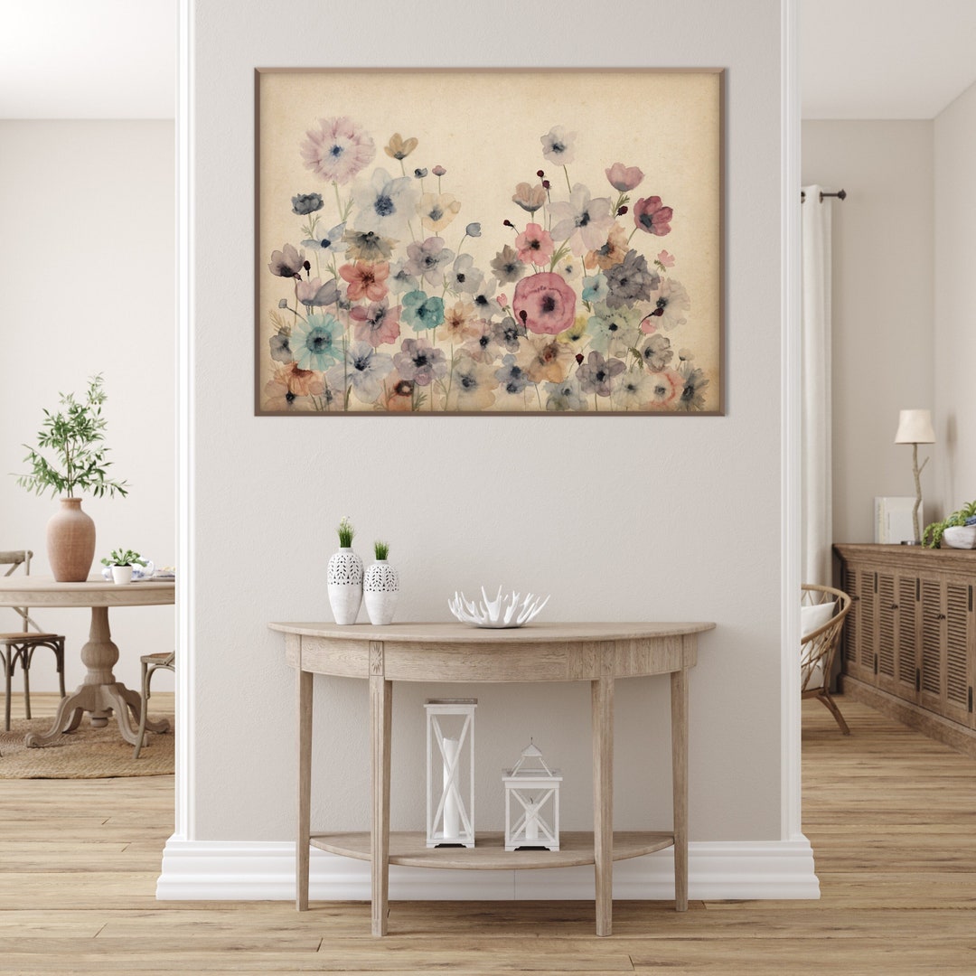 Botanical Watercolor Flowers Art Print, Tuberose Rose Daisy Poster ...