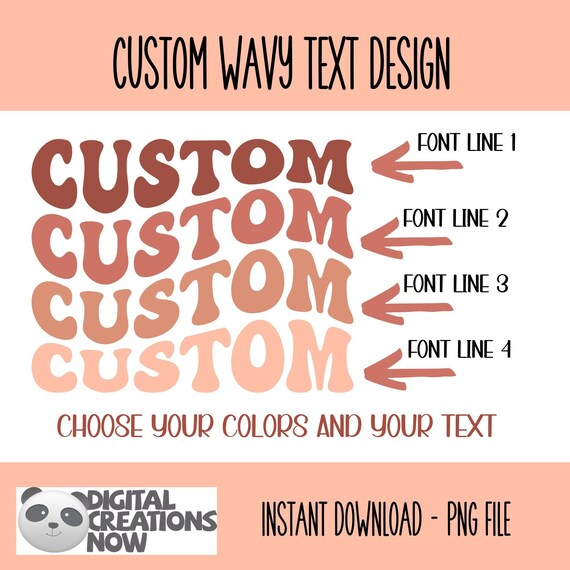 Custom Stacked Wavy Text PNG Design Instant Download - Etsy Canada