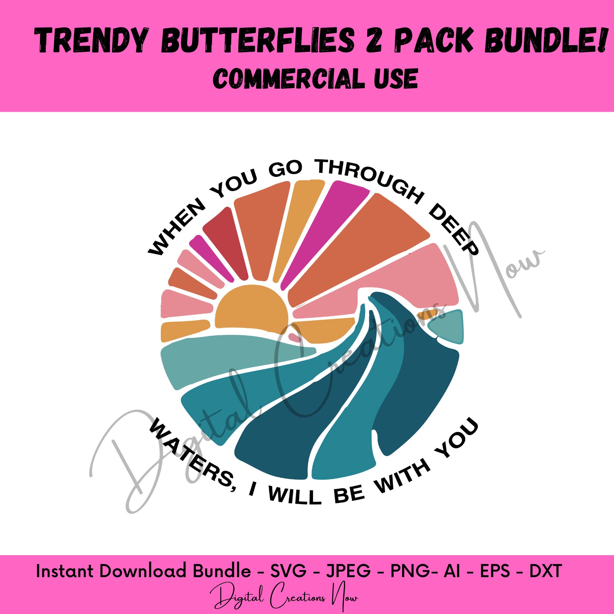 When You Walk Through Deep Waters SVG Bundle Png Jpg Eps Dxt - Etsy