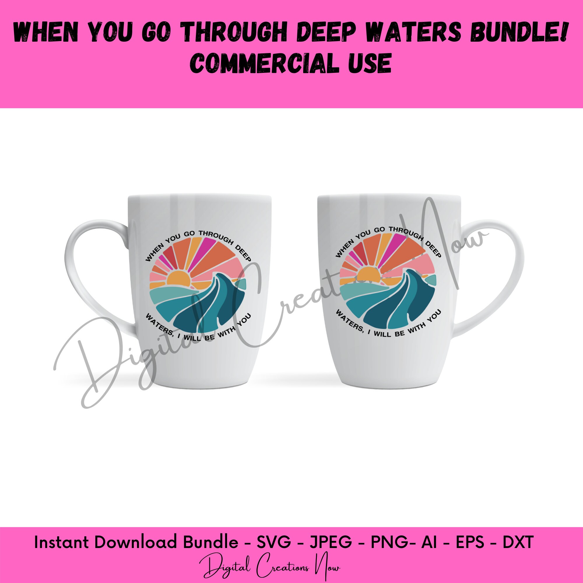 When You Walk Through Deep Waters SVG Bundle Png Jpg Eps Dxt - Etsy