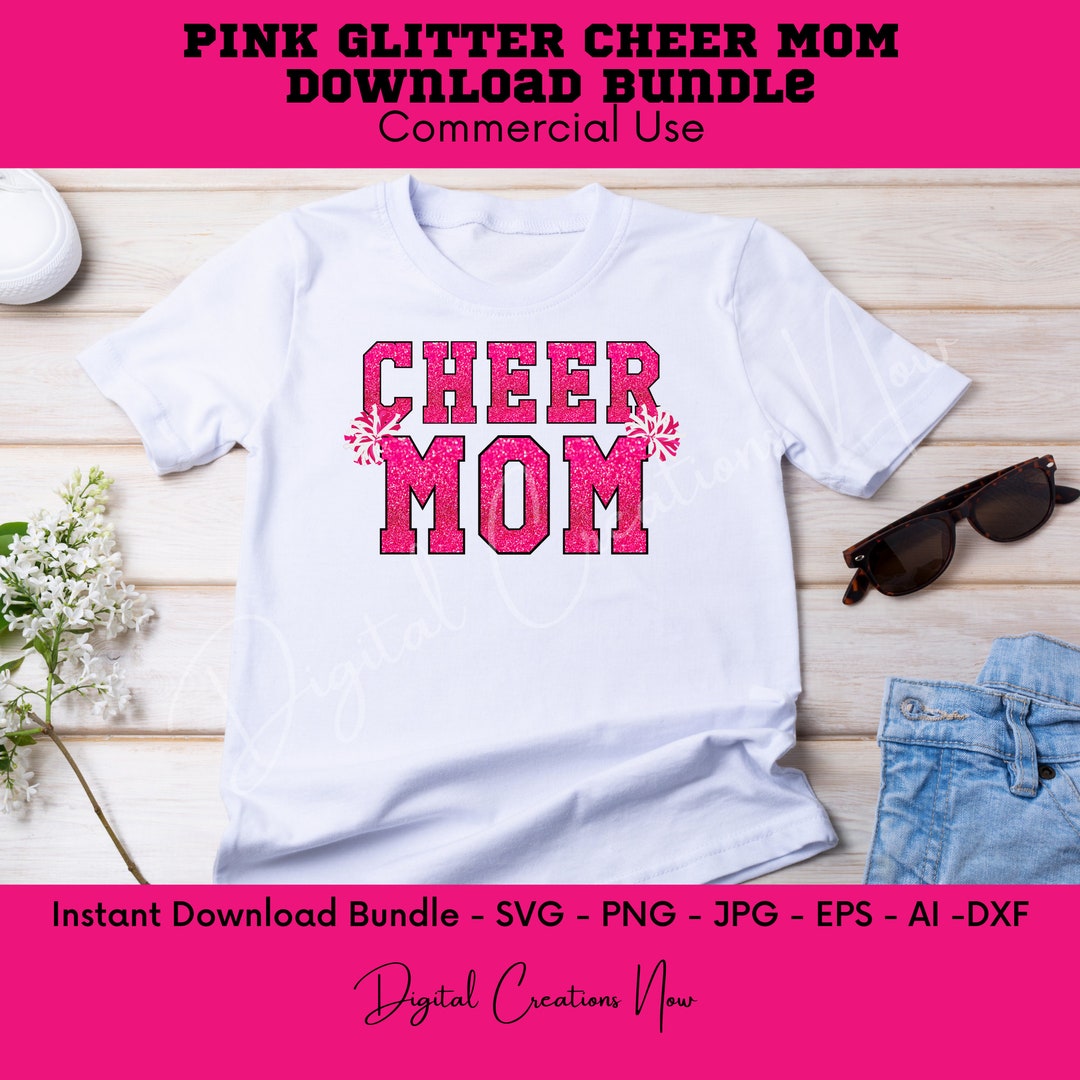 Pink Glitter Cheer Mom Svg, Pink Glitter Cheerleader Svg, Cheerleading ...