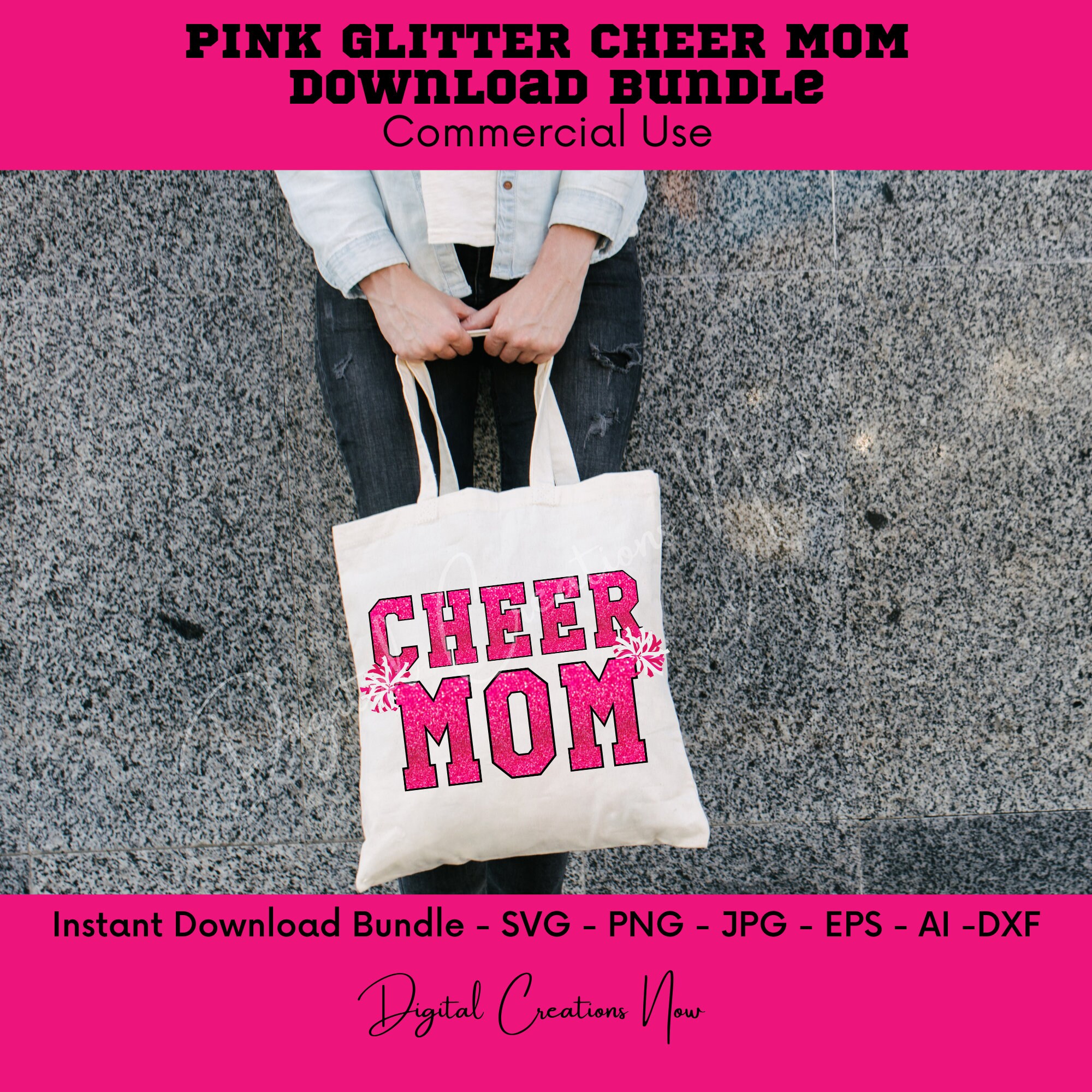 Pink Glitter Cheer Mom Svg, Pink Glitter Cheerleader Svg, Cheerleading ...