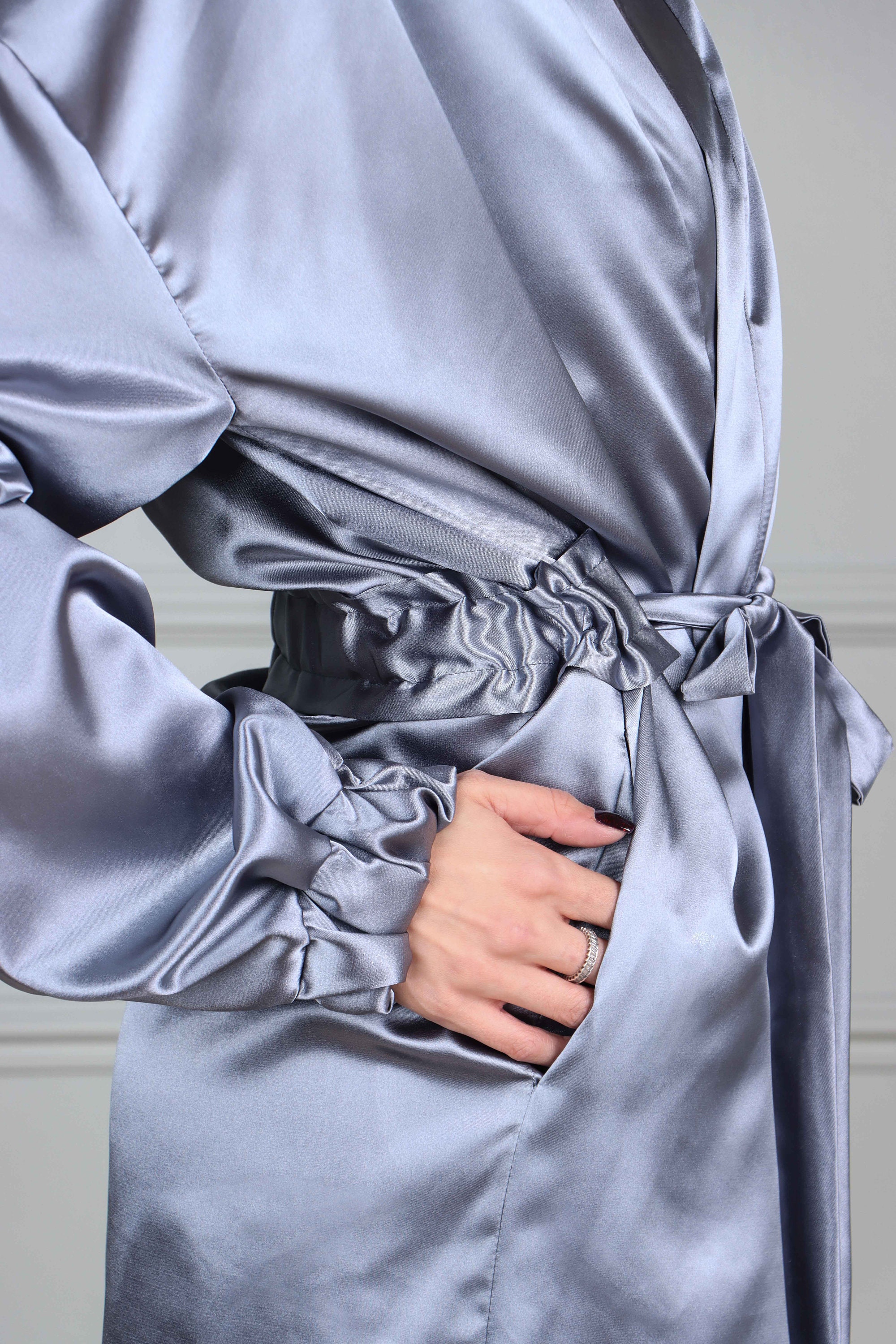 Silver Robe Artificial Silk Dressing Gown Personalized Honeymoon Gift ...