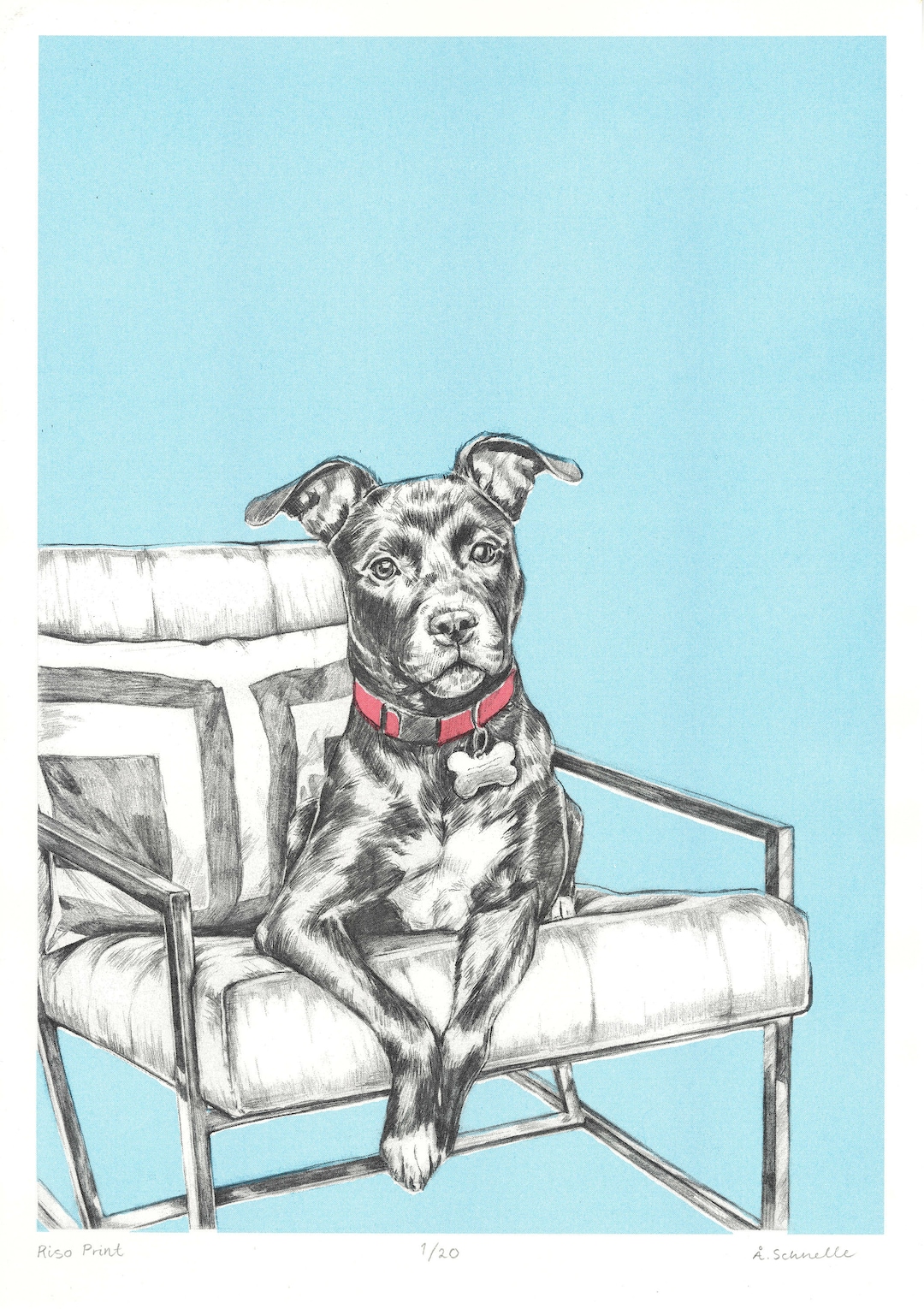 A3 Risograph Print // Dog Print // Animal Illustration // Riso Print ...