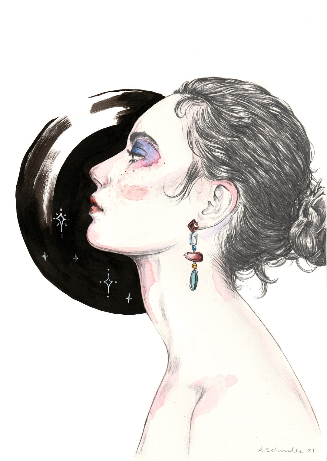 A4 Original Illustration // Portrait Drawing // Fashion Illustration ...