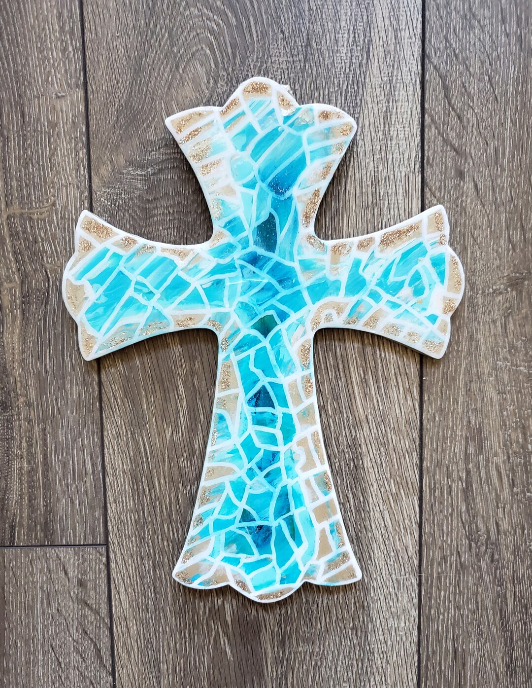 Cruz original pintada a mano Diseño abstracto Oro verde - Etsy España