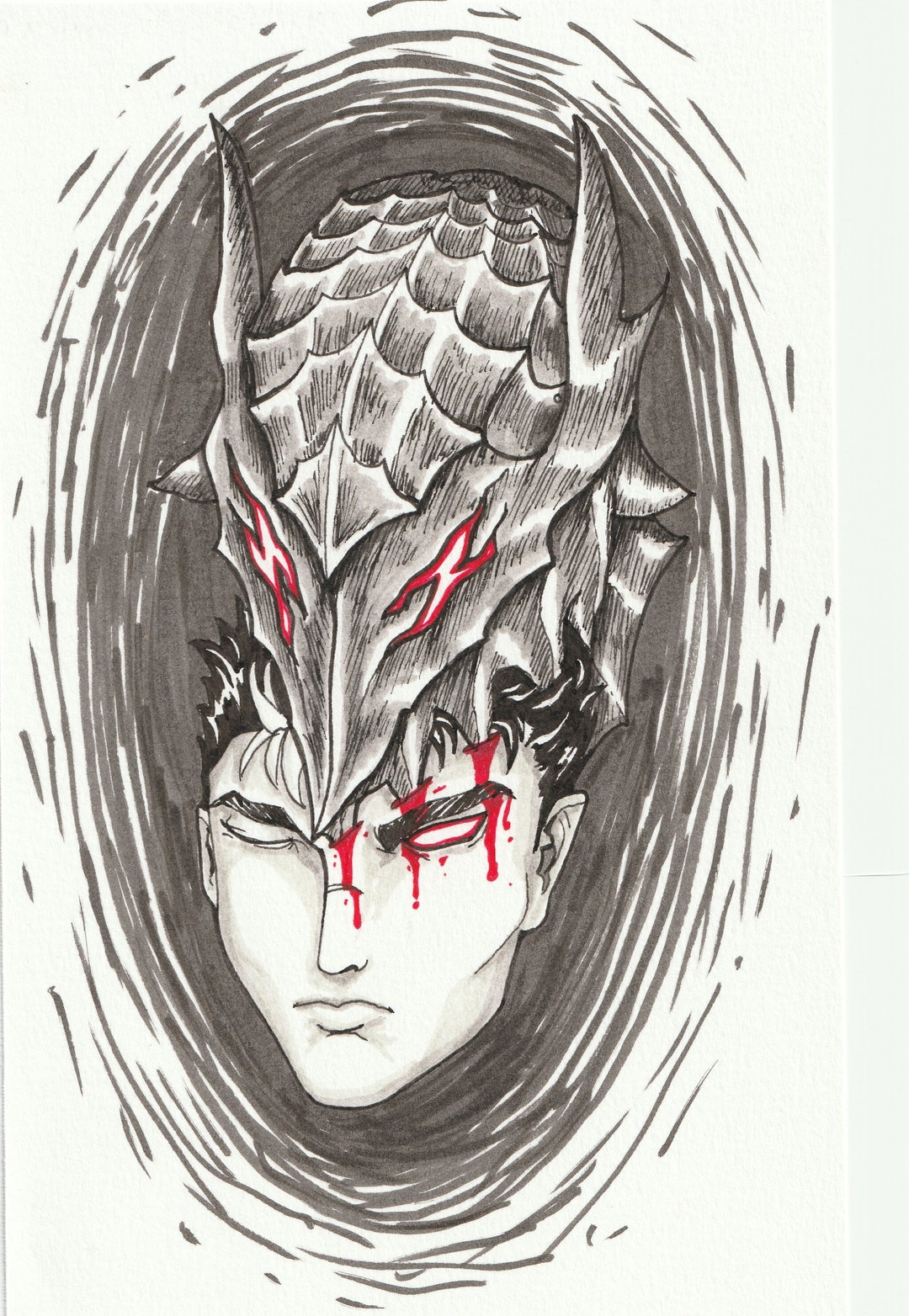 Guts Consumed by the Berserker Armour Berserk Ink Drawing - Etsy