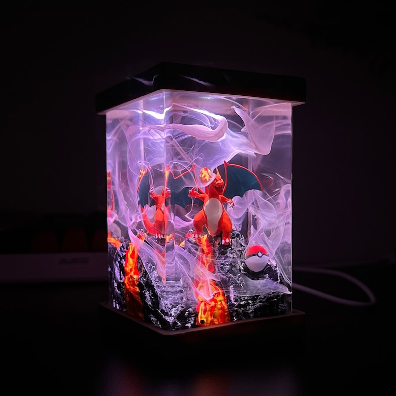 Custom Night Light, Resin Lamp, Charizard Pokemon Lamp, Pokemon Gift ...