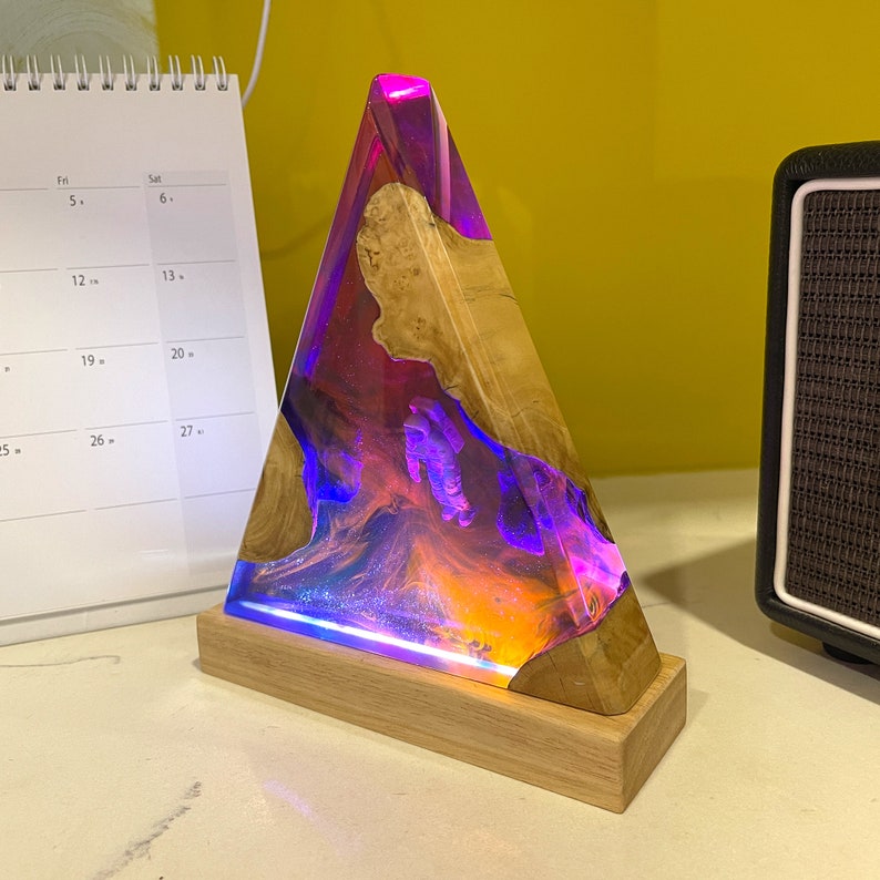 Wood Resin Galaxy Lamp Resin Night Light Floor Lamp - Etsy