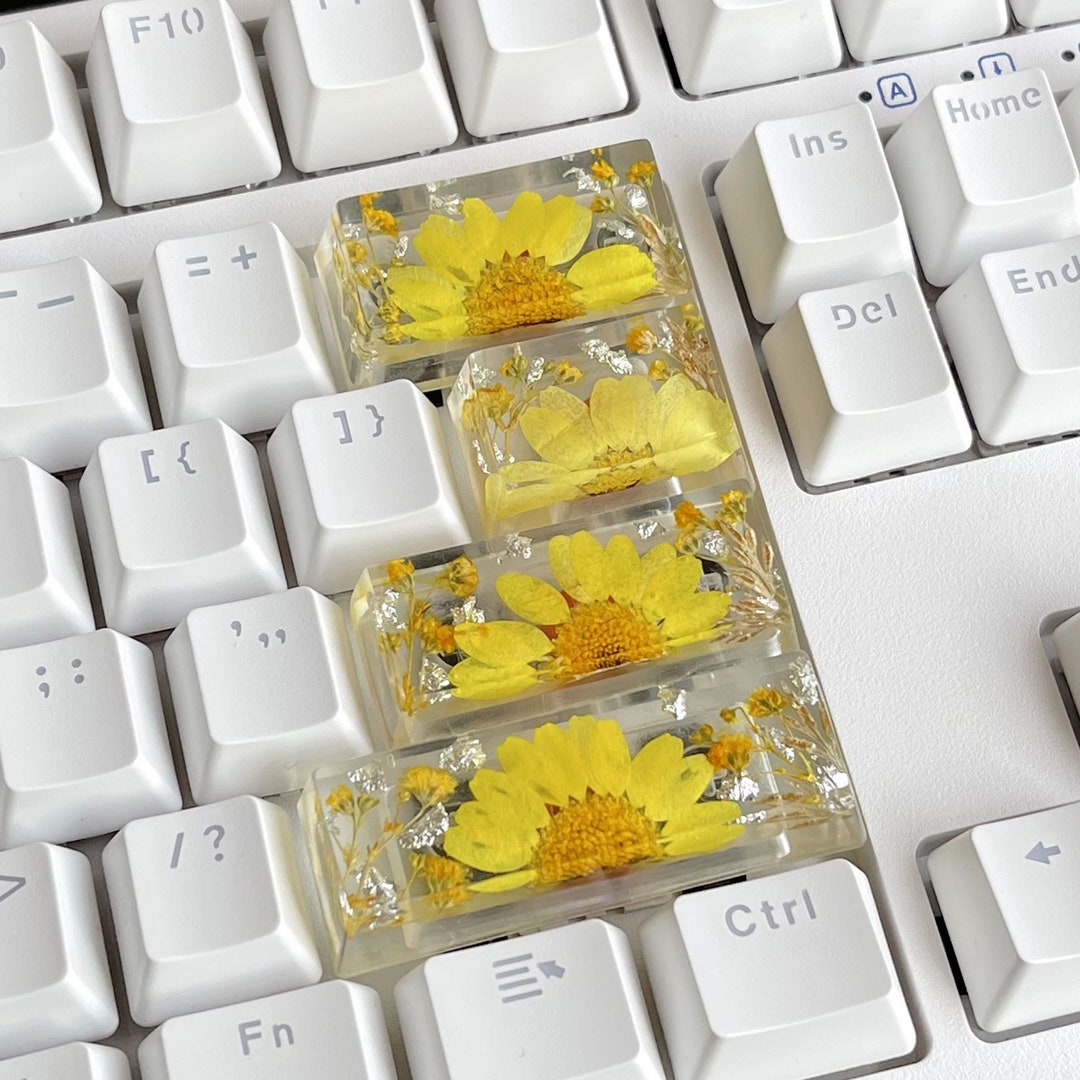 Yellow Floral Resin Spacebar Keycap: Custom Cherry Keycap - Etsy